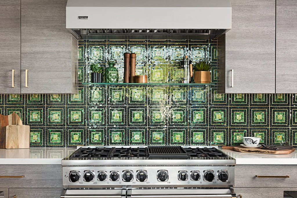Hip 2B Square Green Mosaic Kitchen | Photo Gallery | Artistic Tile