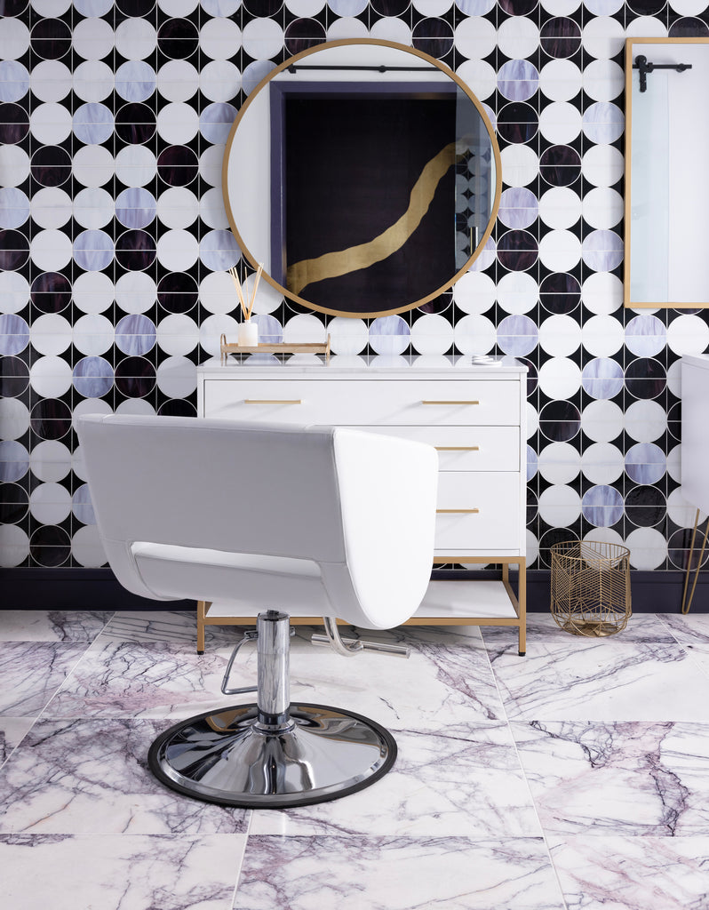 Custom Moon Multi Mosaic LSU Glam Room | Photo Gallery | Artistic Tile