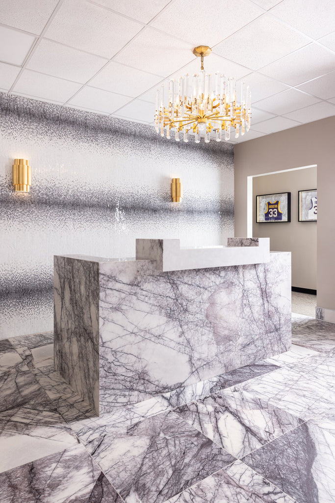 Lilac Marble & Ombre Lilac Mosaic LSU Coaches' Office | Photo Gallery ...