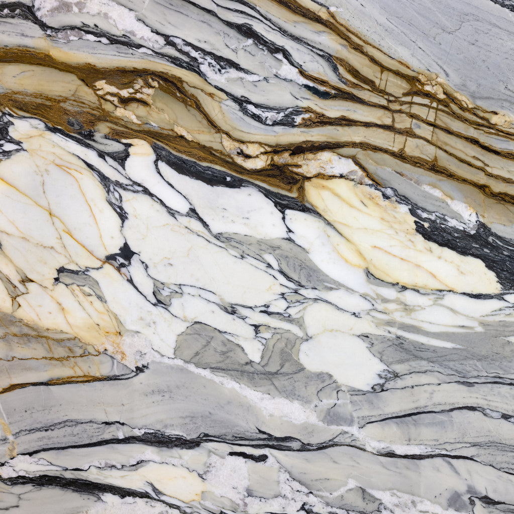 Calacatta Picasso Marble Slab – Bold Grey, Cream & Russet – Artistic Tile