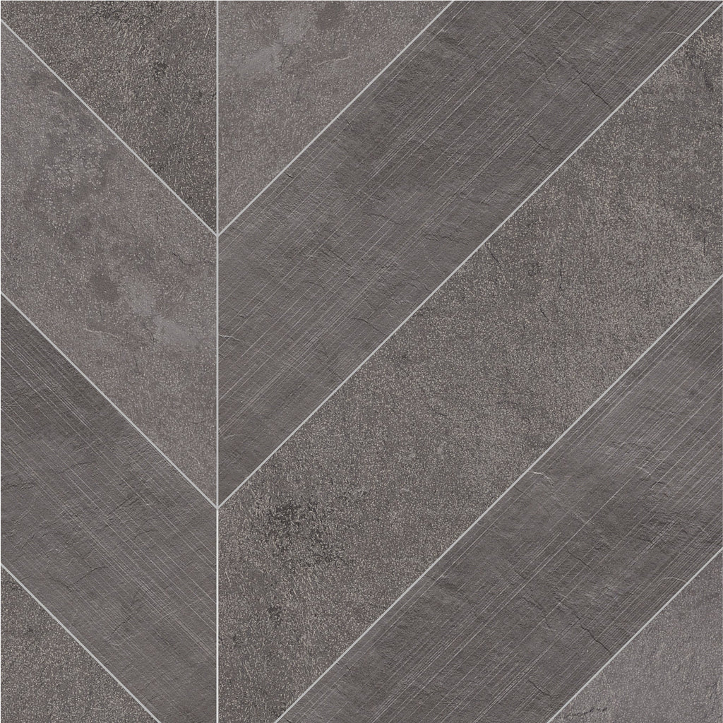 Black Chevron Tile – Matte Porcelain with Textured Pattern – Artistic Tile