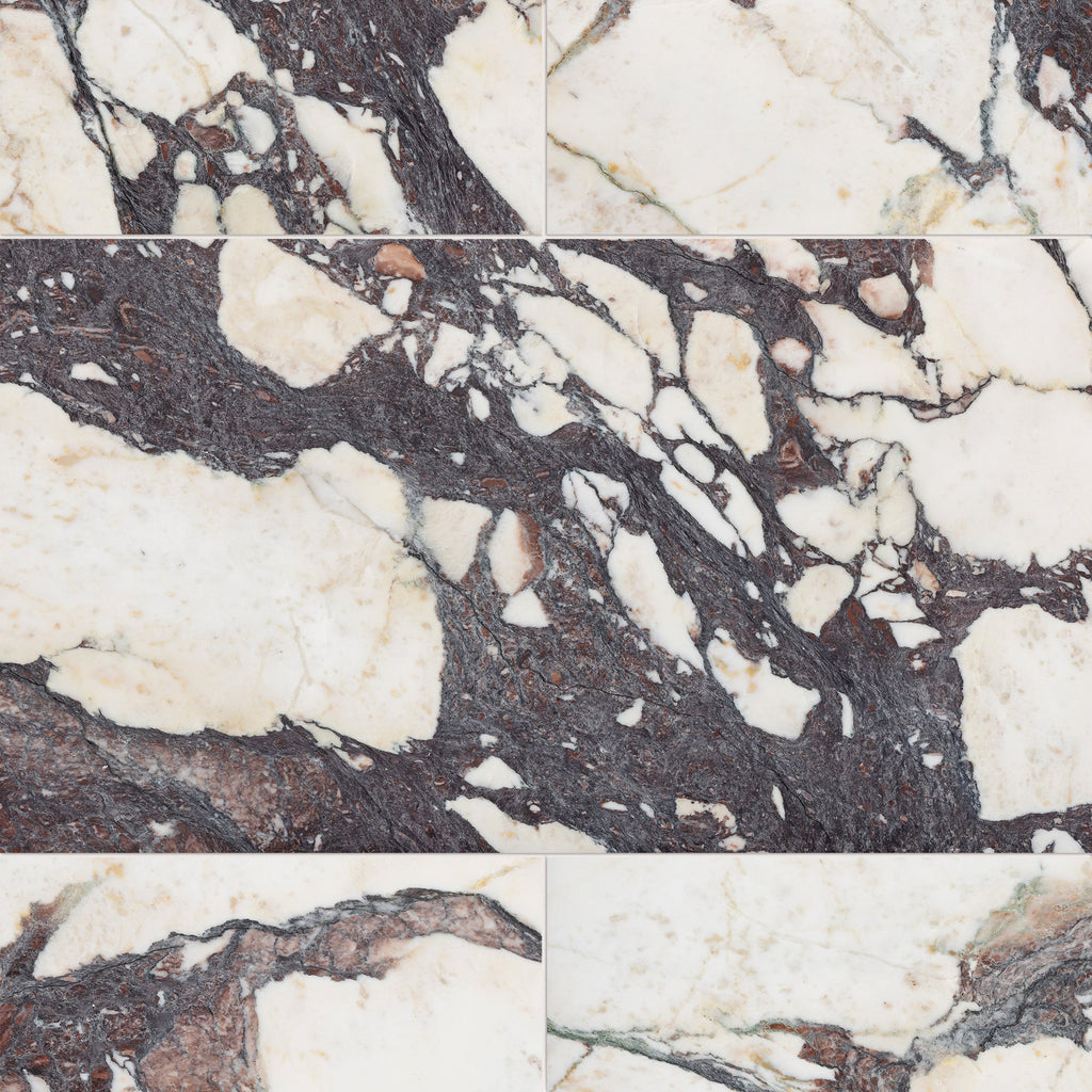 Calacatta Viola Marble Tile: Cream Base, Rich Wine Veining – Artistic Tile
