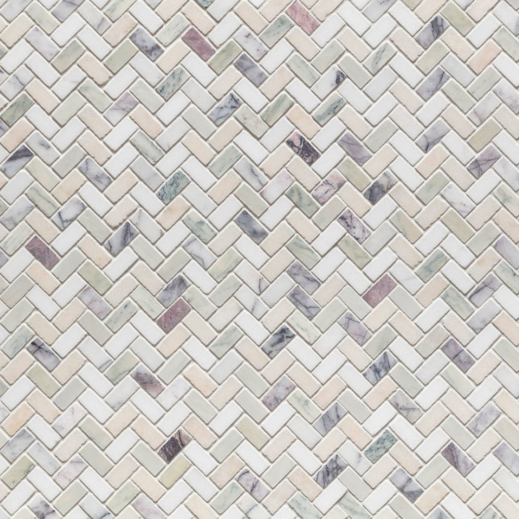 Gin Fizz Mosaic Honed Stone Herringbone 1.5cm X 3.0cm – Artistic Tile
