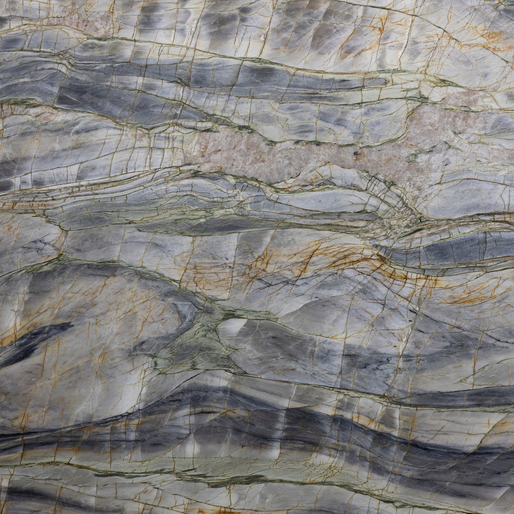 Tempest Blue Quartzite Slab: Stormy Blues with Russet Veins – Artistic Tile